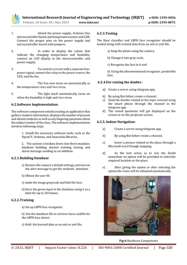 Smart Classroom Monitoring using Machine Learning and IoT | PDF