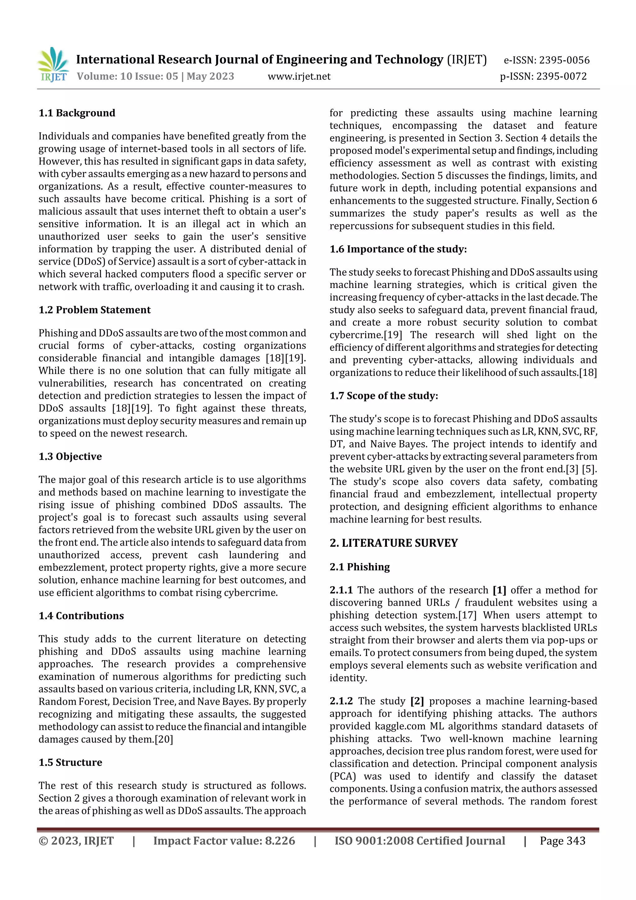 Examining the emerging threat of Phishing and DDoS attacks using Machine Learning models. | PDF