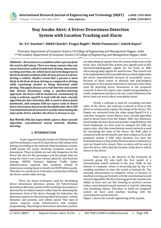 Stay Awake Alert A Driver Drowsiness Detection System With Location Tracking And Alarm Pdf