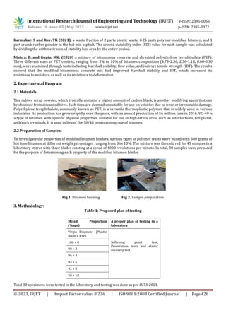 PERFORMANCE EVALUATION OF MODIFIED BITUMEN BINDERS WITH WASTE PET ...