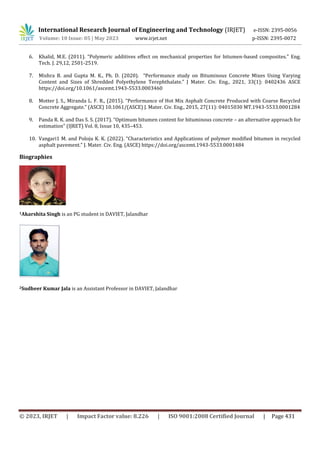 PERFORMANCE EVALUATION OF MODIFIED BITUMEN BINDERS WITH WASTE PET BOTTLES AND TIRE RUBBER POWDER ...