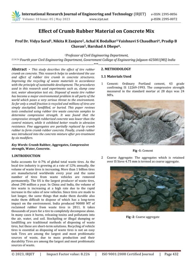 Effect of Crumb Rubber Material on Concrete Mix | PDF