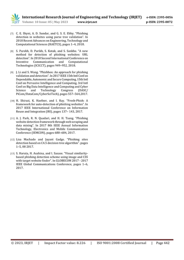 DETECTION OF PHISHING WEBSITES USING MACHINE LEARNING | PDF