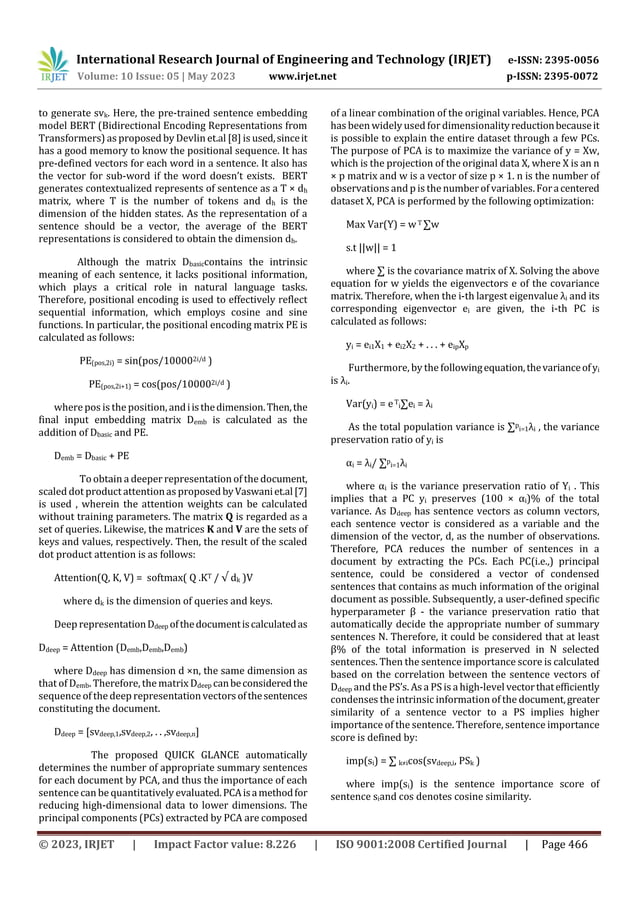 QUICK GLANCE: UNSUPERVISED EXTRACTIVE SUMMARIZATION MODEL | PDF QUICK GLANCE: UNSUPERVISED EXTRACTIVE SUMMARIZATION MODEL | PDF