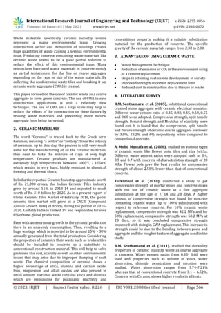 LITERATURE SURVEY ON APPLICATION OF CERAMIC WASTE IN CONCRETE | PDF