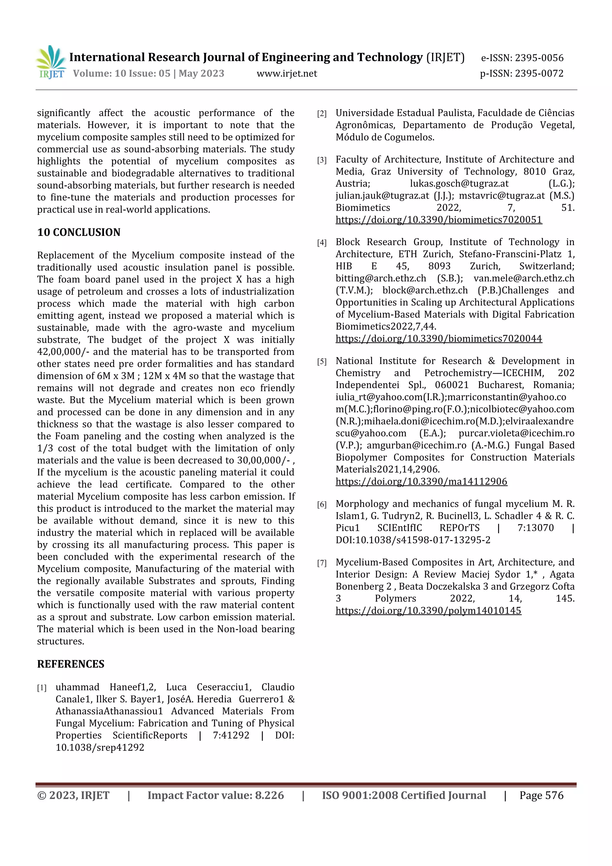 Replacement Of Acoustic Insulation Material With Engineered Mycelium Composite For Sound ...