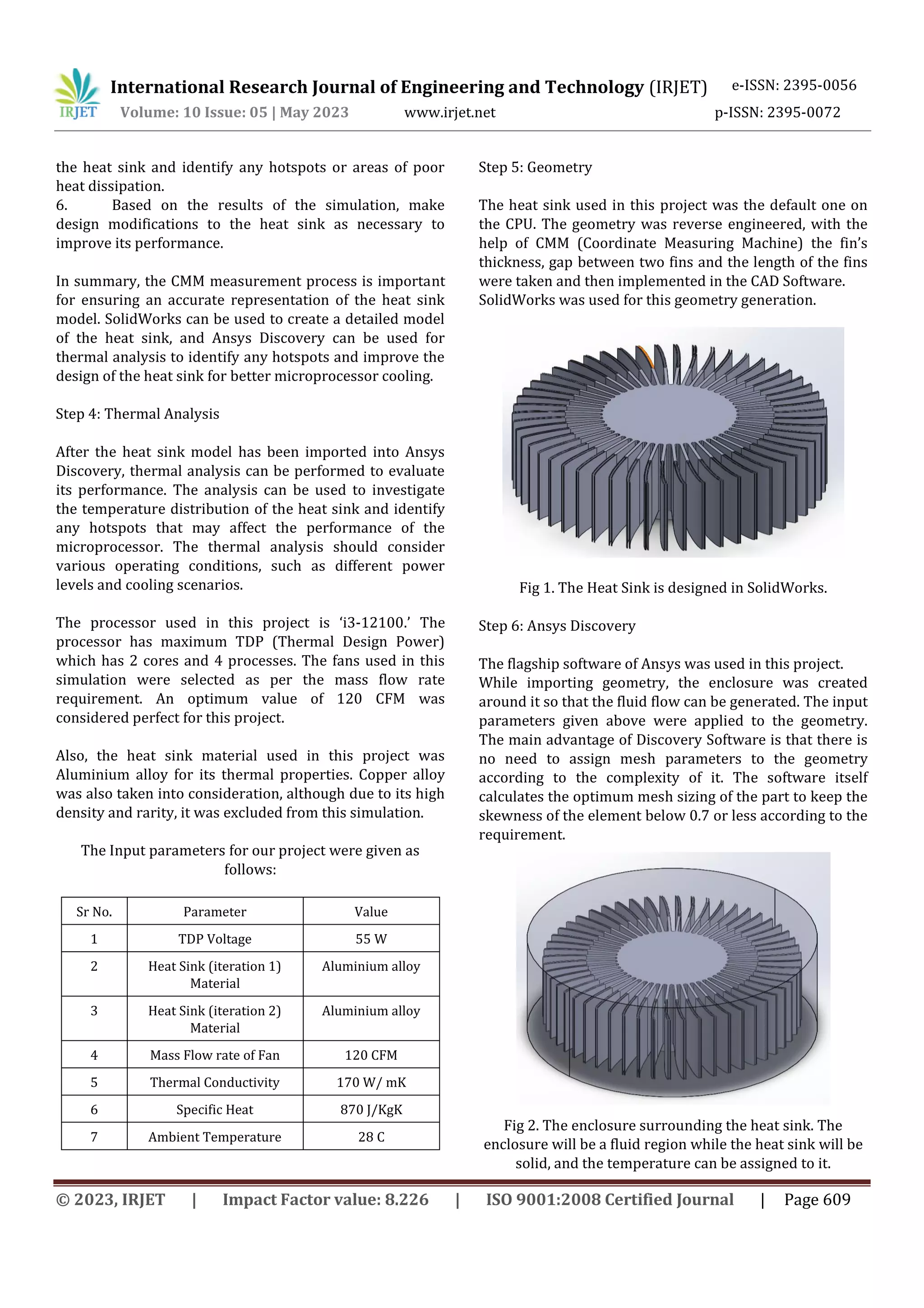 Thermal Characterization And Performance Evaluation Of Cpu Heat Sink