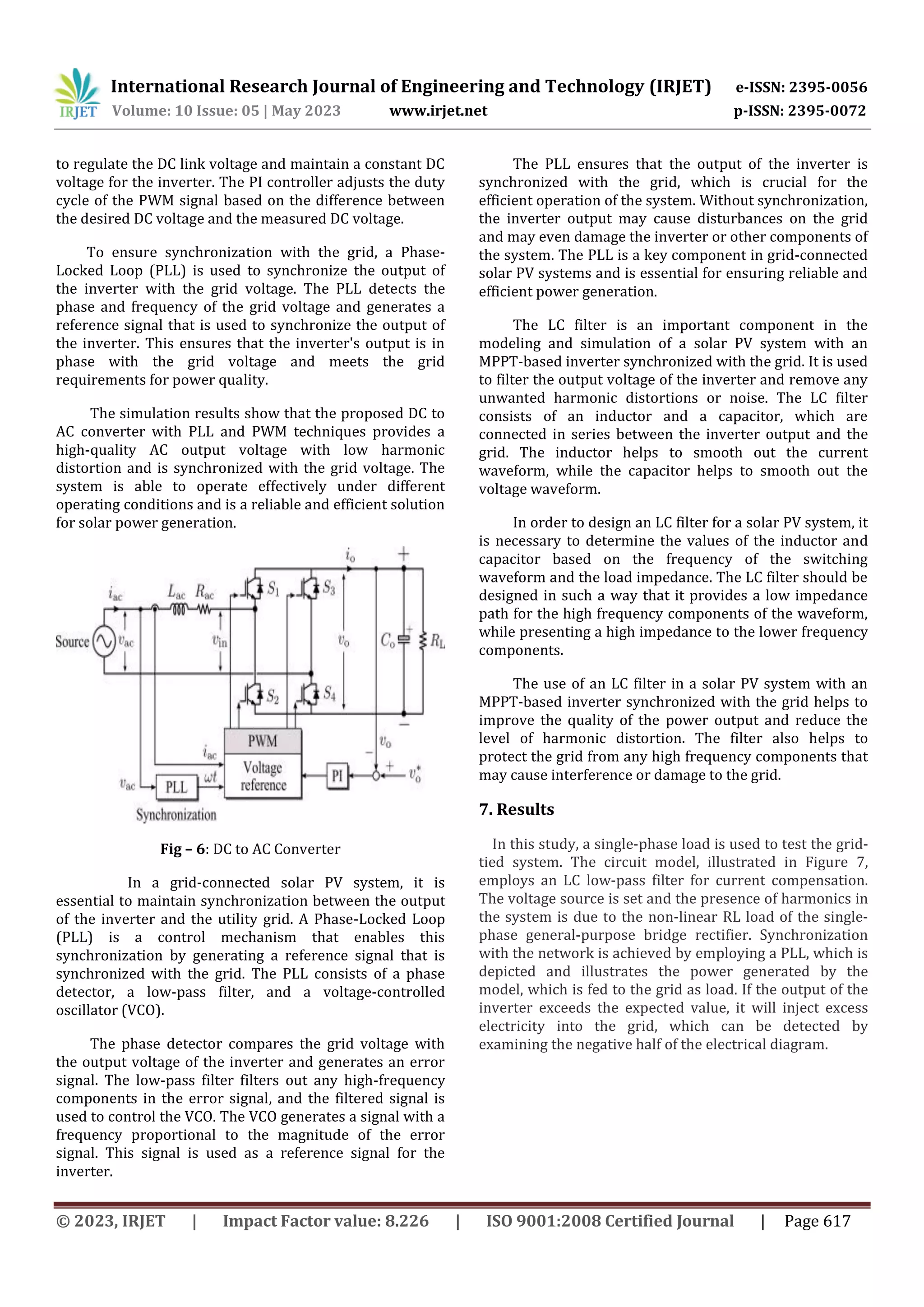 Modeling And Simulation Of Solar System With Mppt Based Inverter And Grid Synchronization Pdf