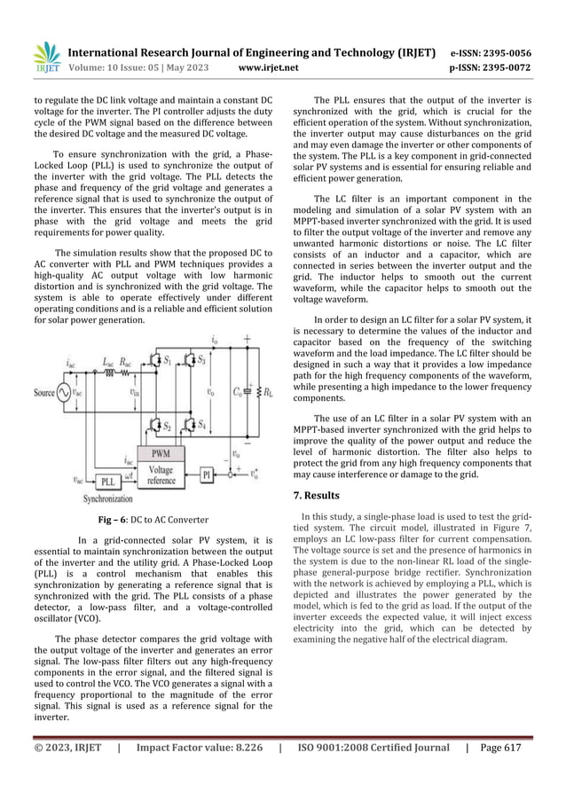 Modeling and Simulation of Solar System with MPPT Based Inverter and Grid Synchronization | PDF