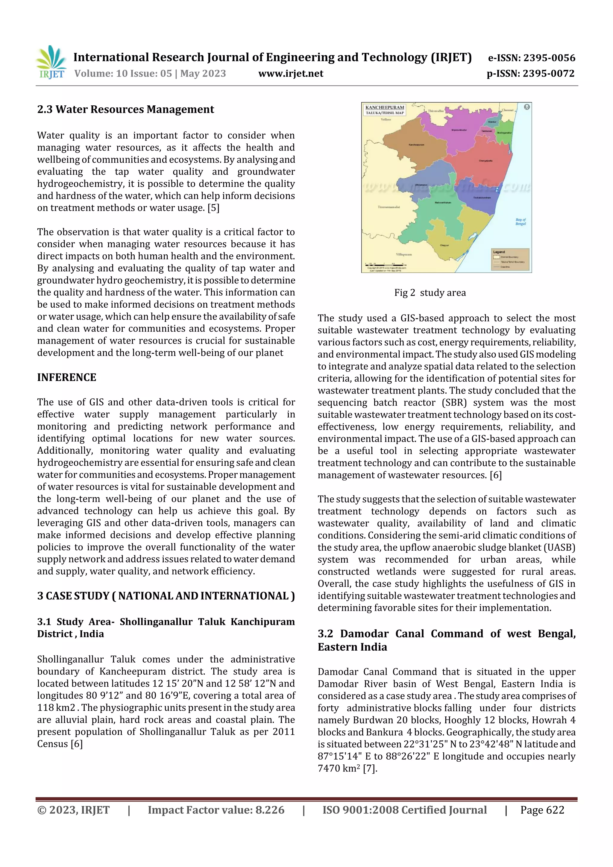 STUDY OF WATER MANAGEMENT SYSTEM USING GEOGRAPHIC INFORMATION SYSTEM | PDF