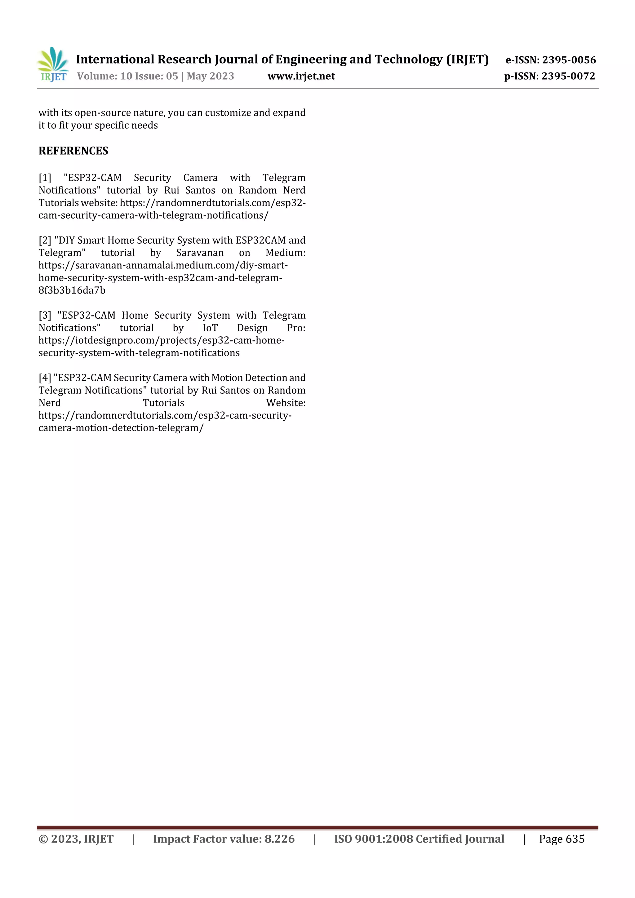 Home Security System using ESP32-CAM and Telegram Application | PDF