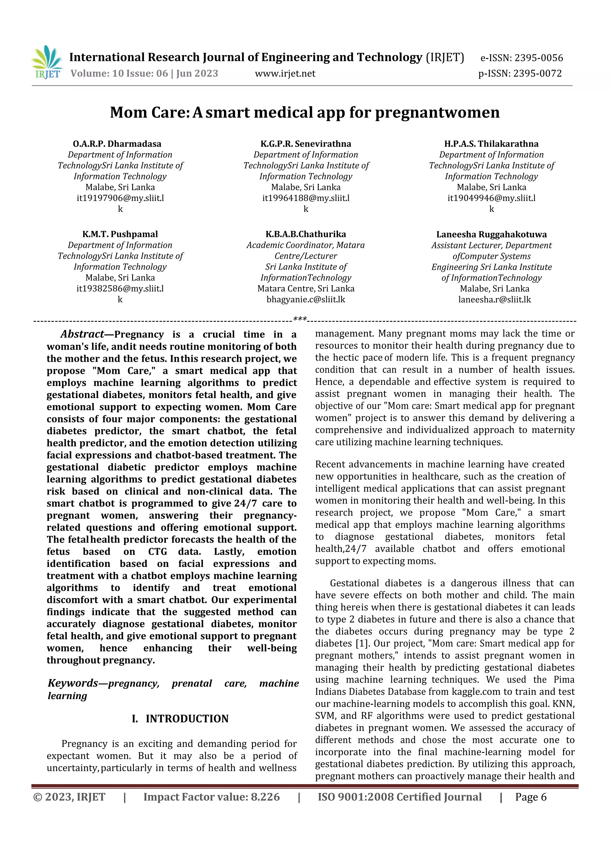 Mom Care: A smart medical app for pregnantwomen | PDF