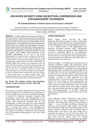 ADVANCED SECURITY USING ENCRYPTION, COMPRESSION AND STEGANOGRAPHY TECHNIQUES | PDF