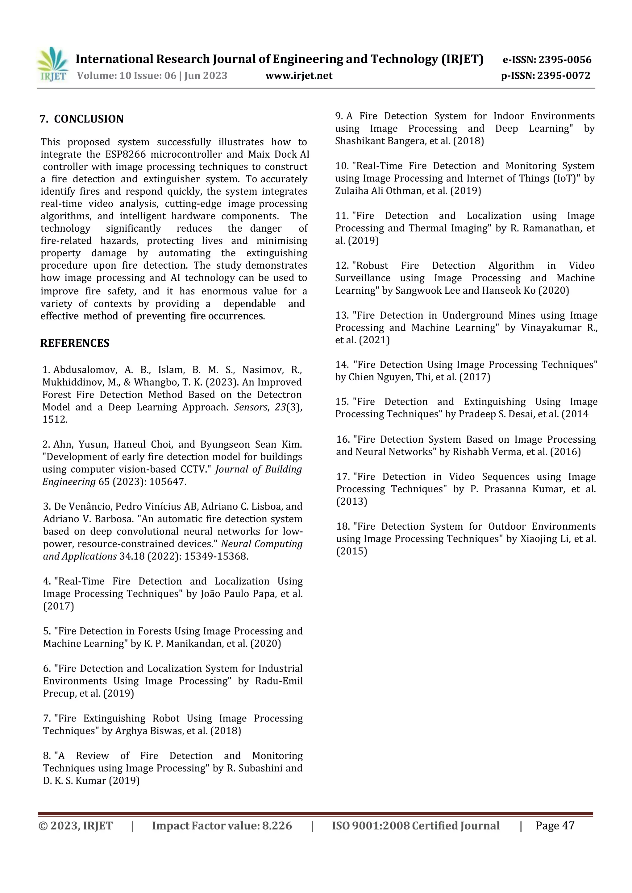 FIRE DETECTION AND EXTINGUISHER SYSTEM USING IMAGE PROCESSING | PDF
