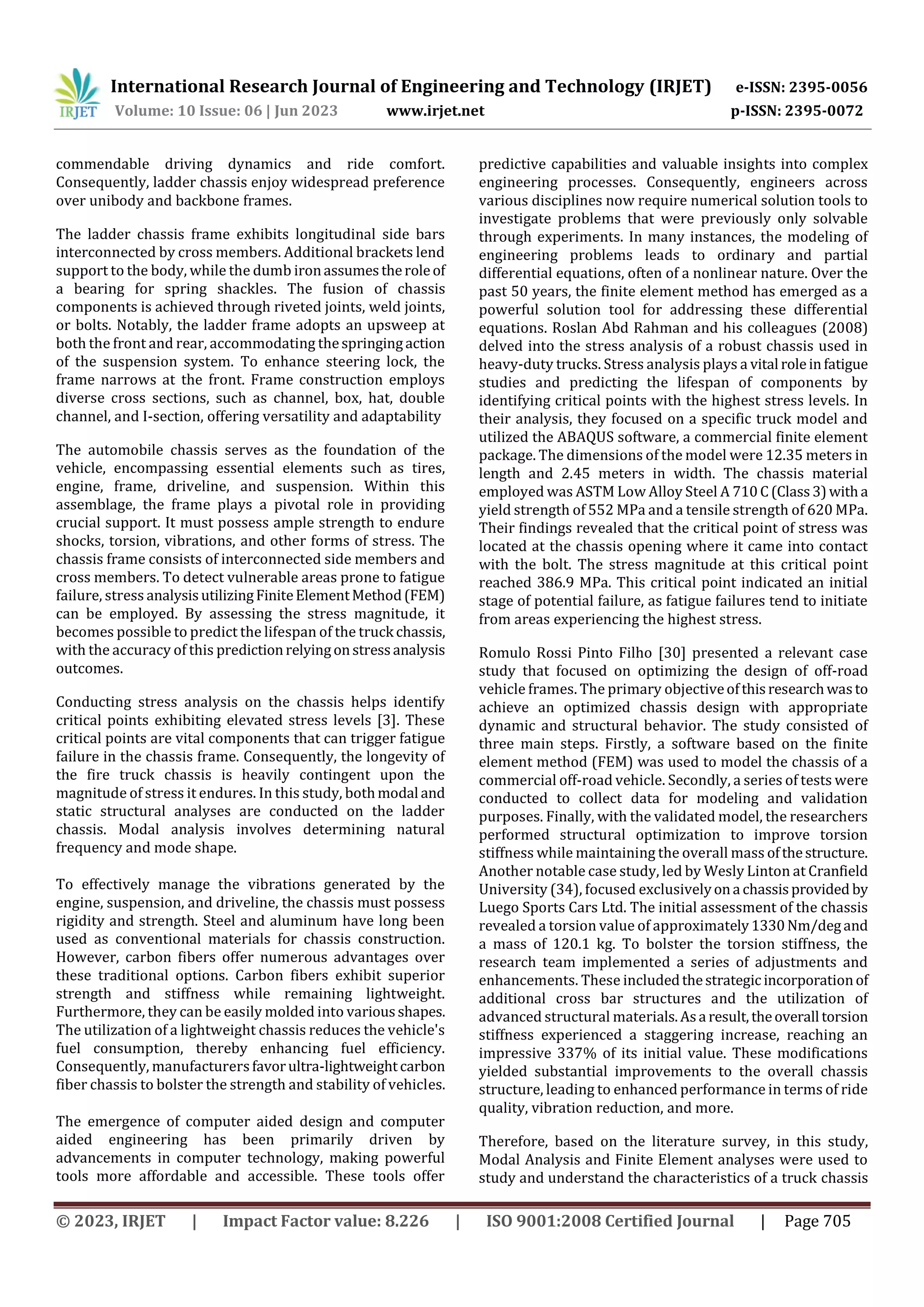 Truck Chassis Analysis using Finite Element Method for Steel and Carbon Fiber Components | PDF