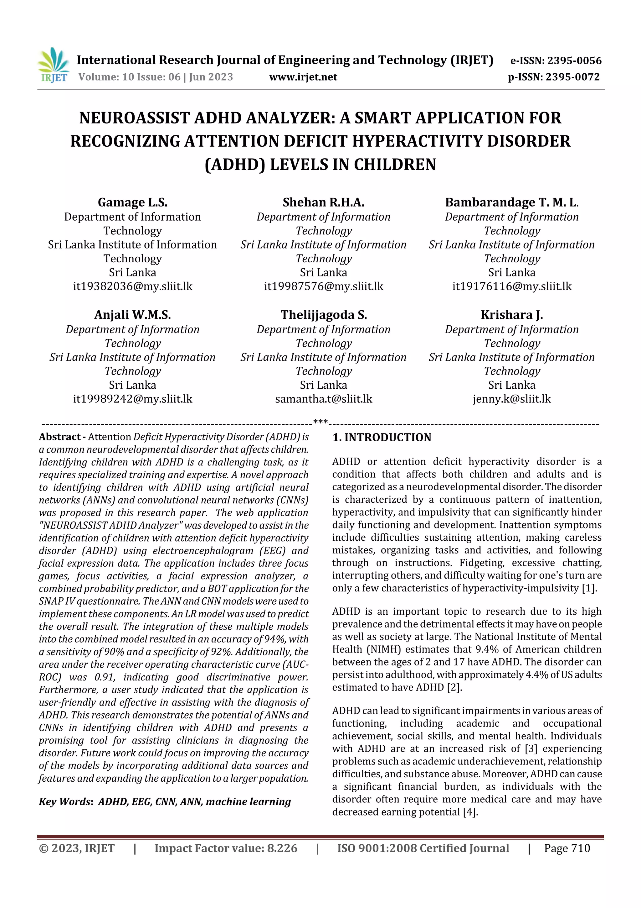 Smart App for Recognizing ADHD Levels in Children Using EEG and Facial ...