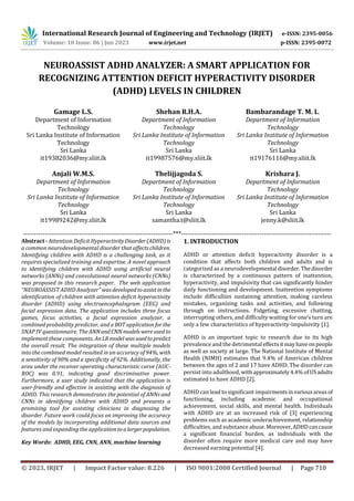 Smart App for Recognizing ADHD Levels in Children Using EEG and Facial Data | PDF