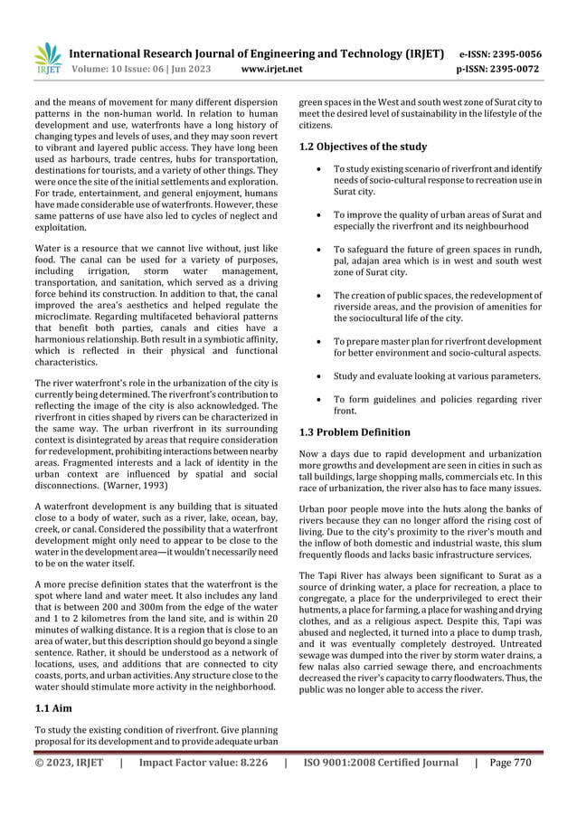 Riverfront Development- A tool to Improve and restore urban green ...