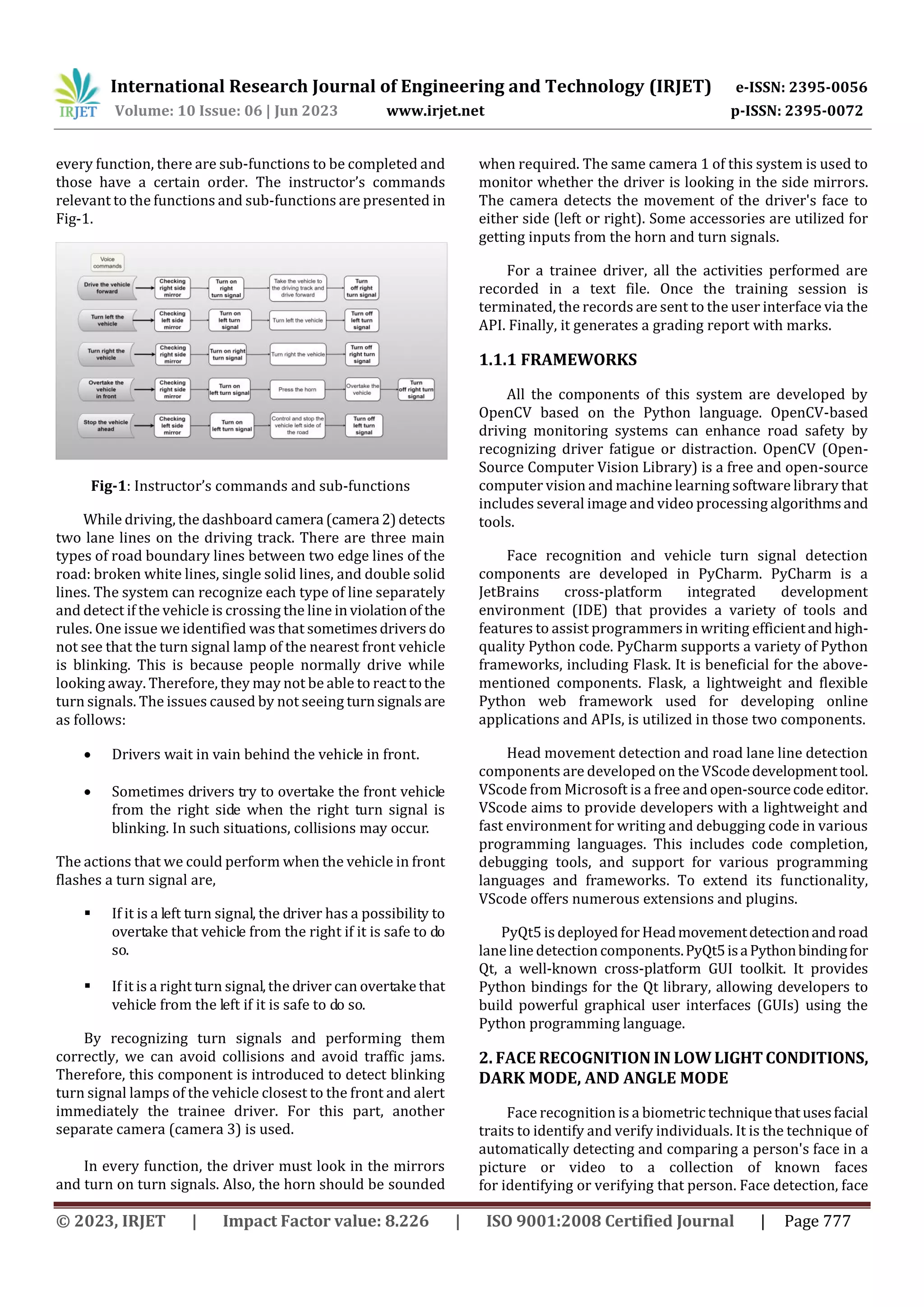 Computer Vision Based Driver Monitoring, Assisting and Grading System for Driving Schools | PDF