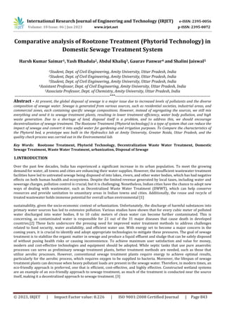 Comparative analysis of Rootzone Treatment (Phytorid Technology) in ...