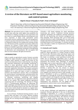 A review of the literature on IOT-based smart agriculture monitoring ...