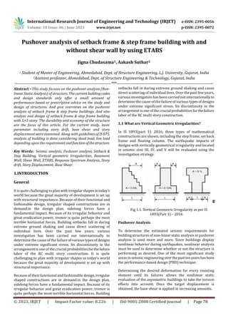 Pushover analysis of setback frame & step frame building with and without shear wall by using ...
