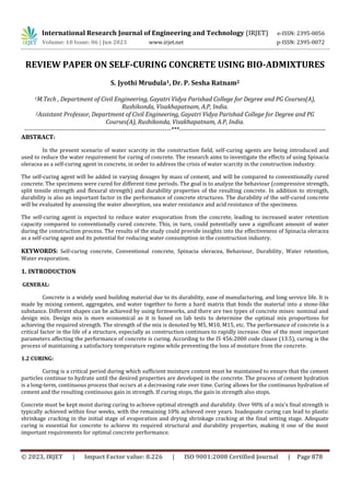 REVIEW PAPER ON SELF-CURING CONCRETE USING BIO-ADMIXTURES | PDF | Civil ...