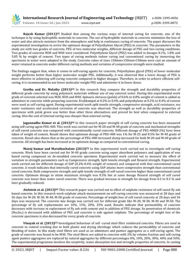 REVIEW PAPER ON SELF-CURING CONCRETE USING BIO-ADMIXTURES | PDF