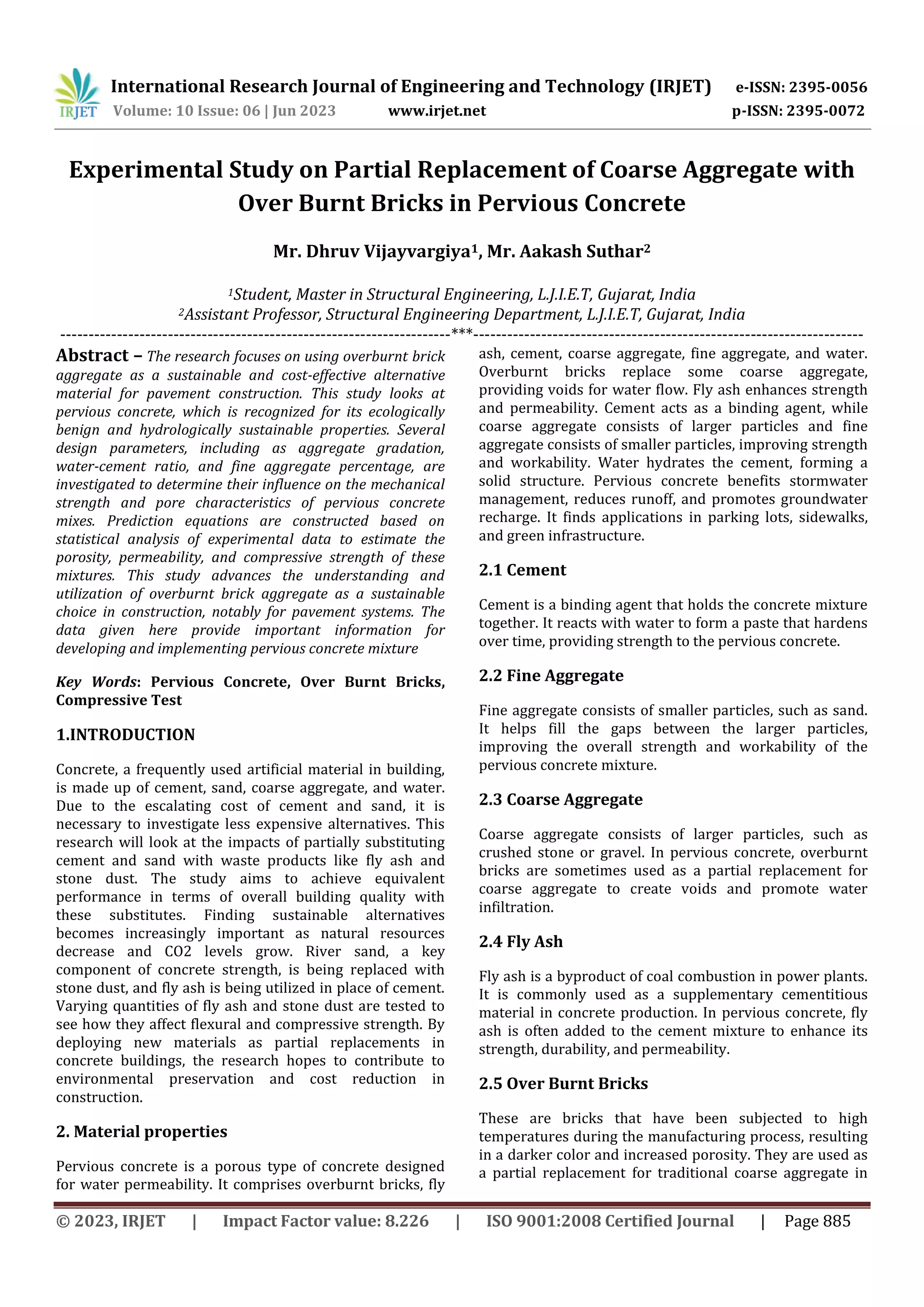 Experimental Study on Partial Replacement of Coarse Aggregate with Over ...