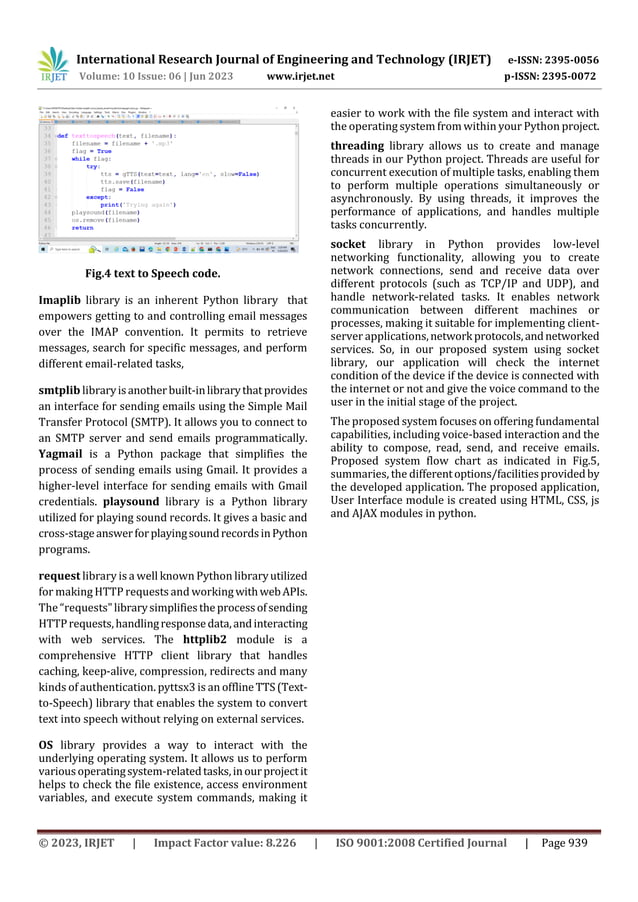 Voice Based Email System For Visual Impaired Using AI | PDF | Email | Internet