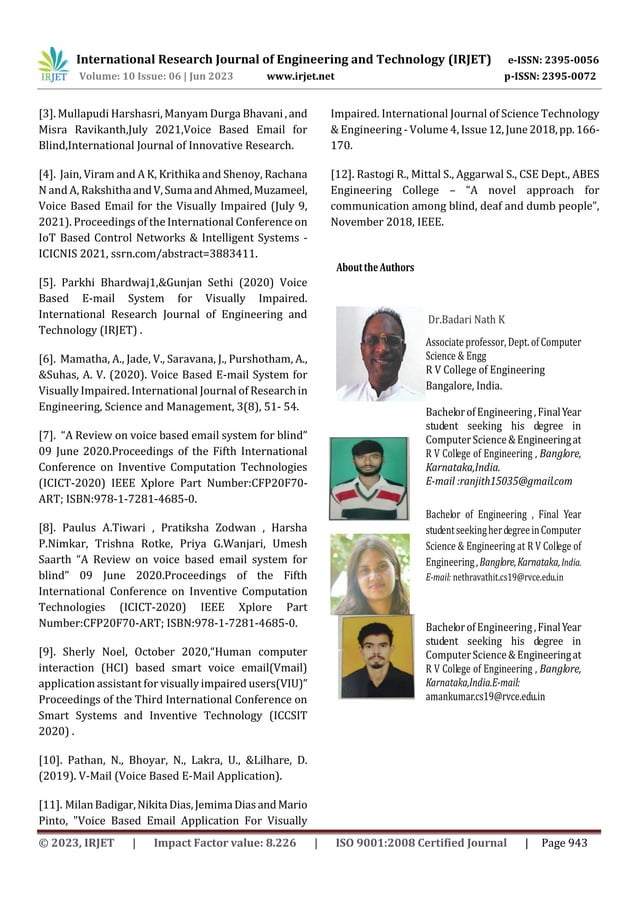 Voice Based Email System For Visual Impaired Using AI | PDF | Email ...