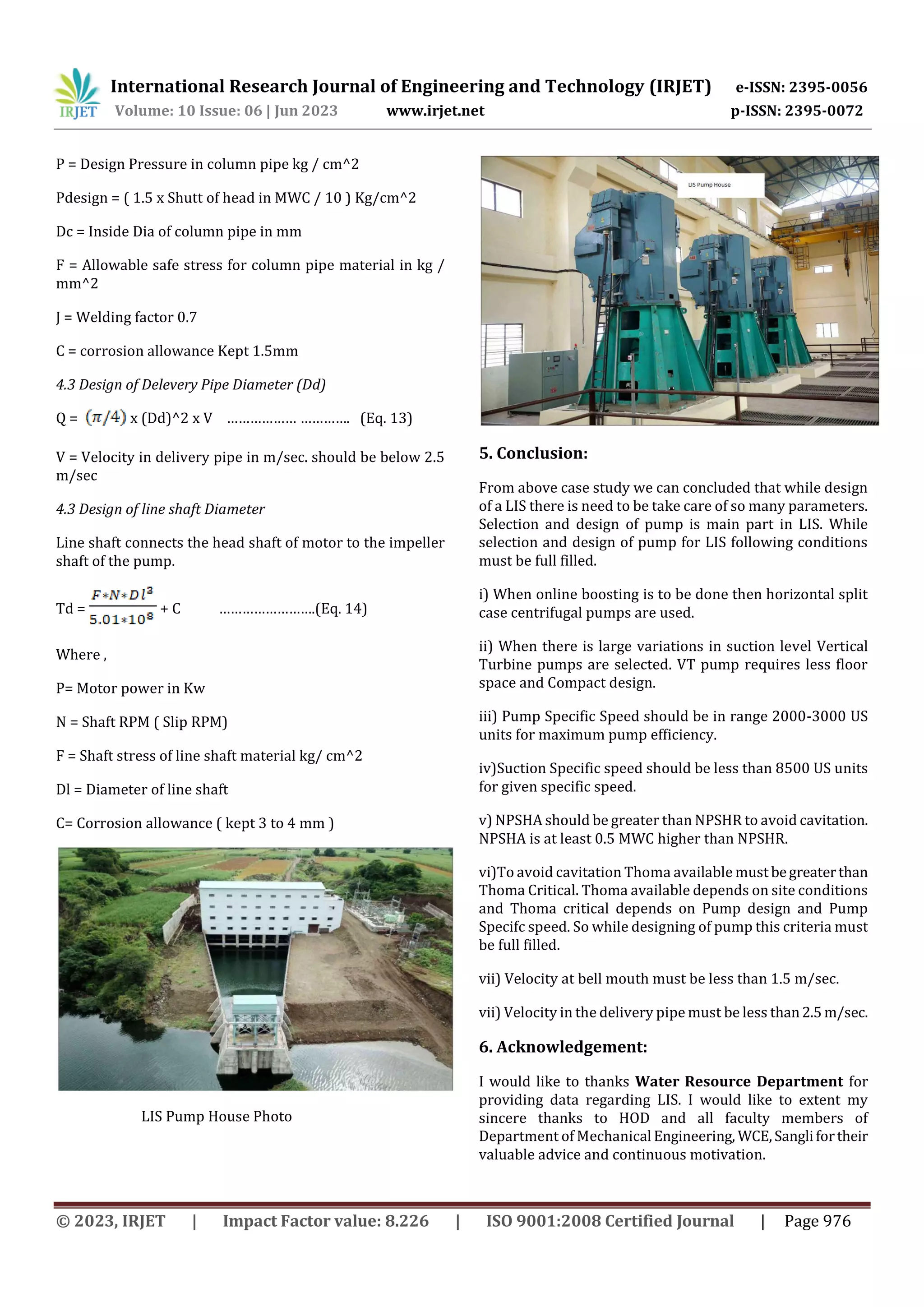 "Design Criteria of Lift Irrigation Scheme" | PDF
