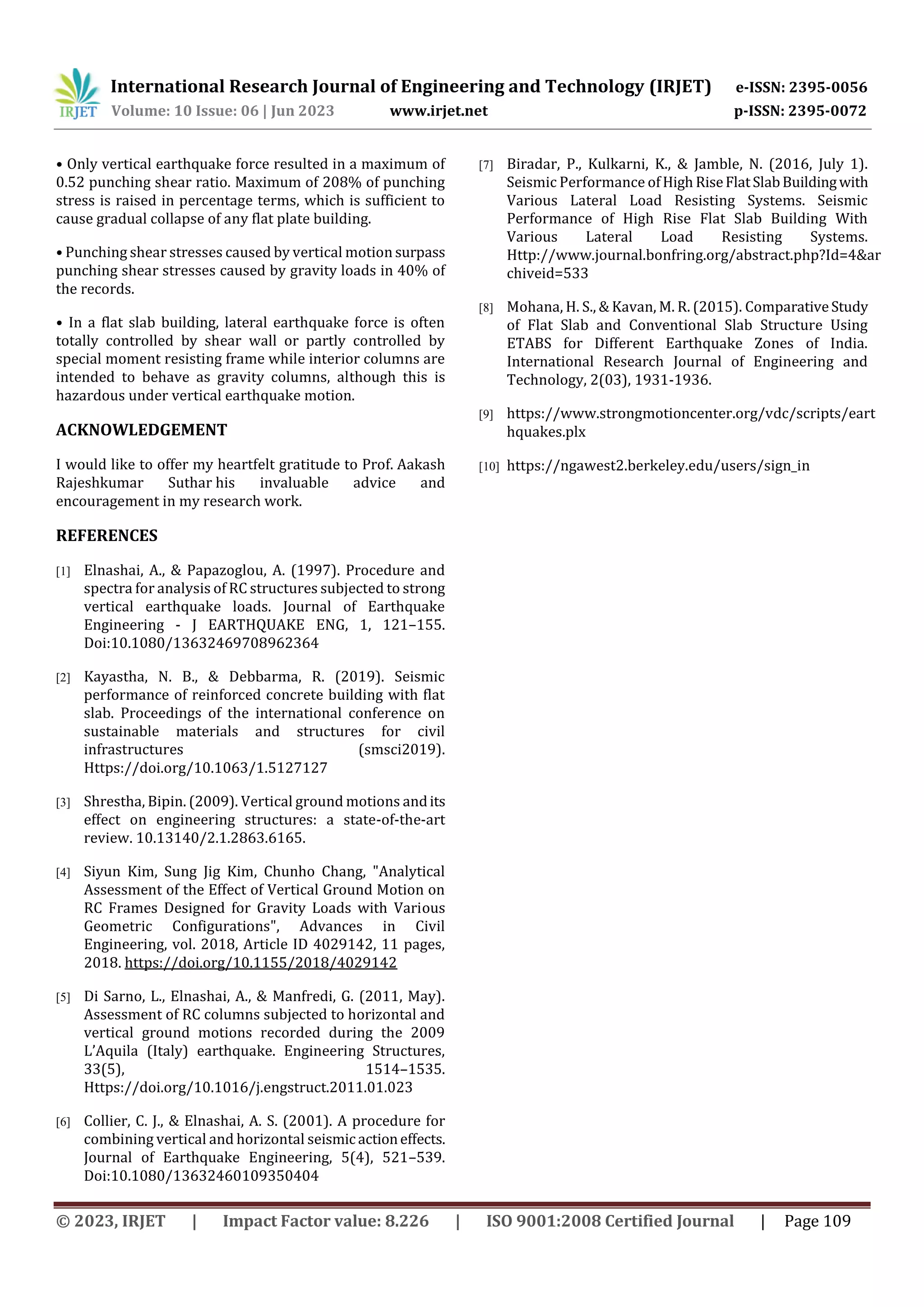 Impact of fault line on behaviour of flat slab under vertical motion of earthquake | PDF