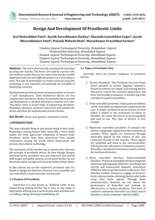Design And Development Of Prosthestic Limbs | PDF