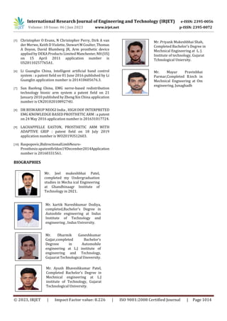 Design And Development Of Prosthestic Limbs | PDF