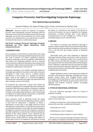 Computer Forensics And Investigating Corporate Espionage | PDF