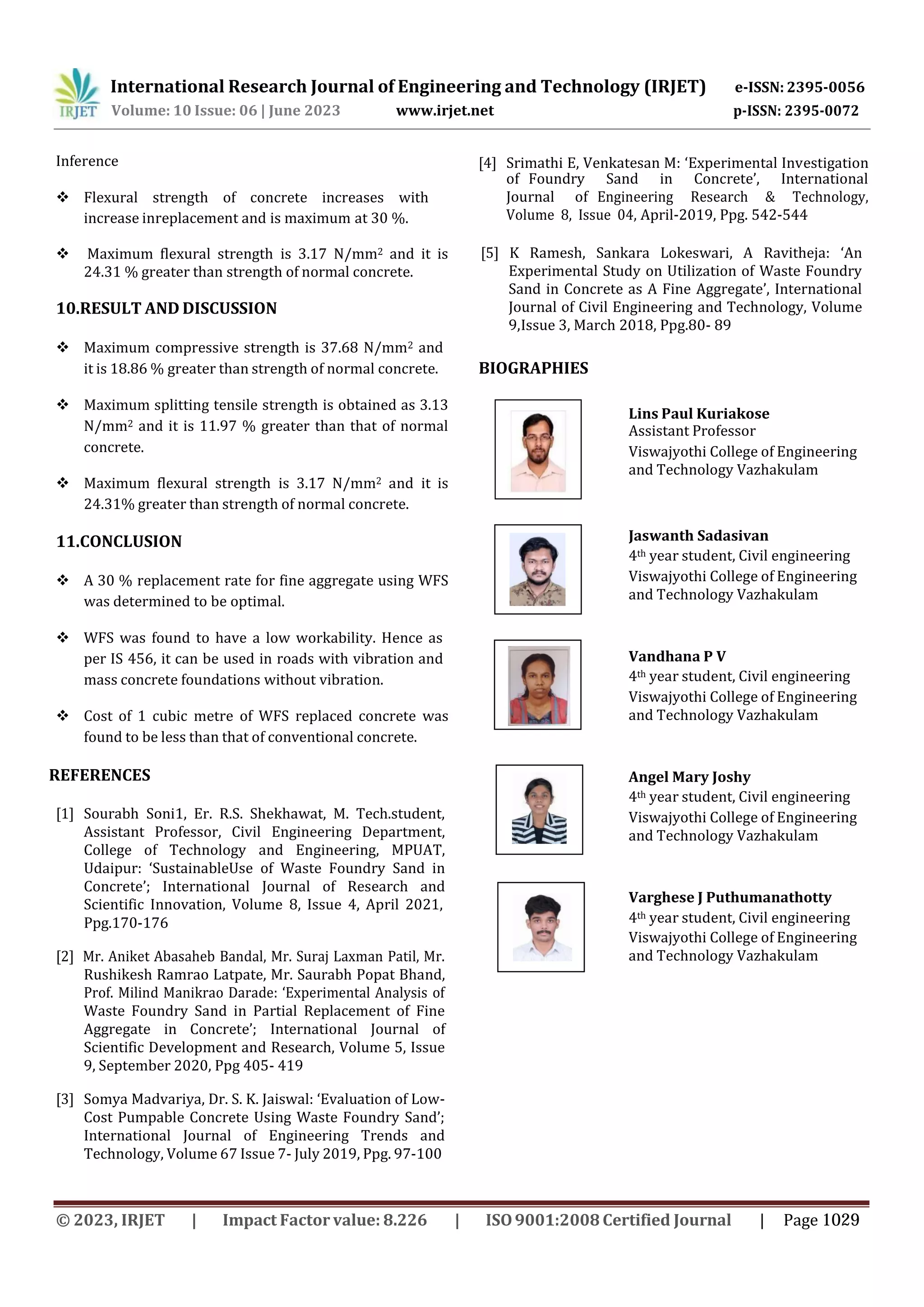 Waste Foundry Sand as Partial Replacement of Fine aggregate in Concrete ...