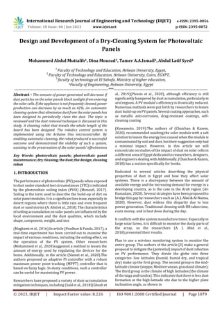 Design and Development of a Dry-Cleaning System for Photovoltaic Panels | PDF