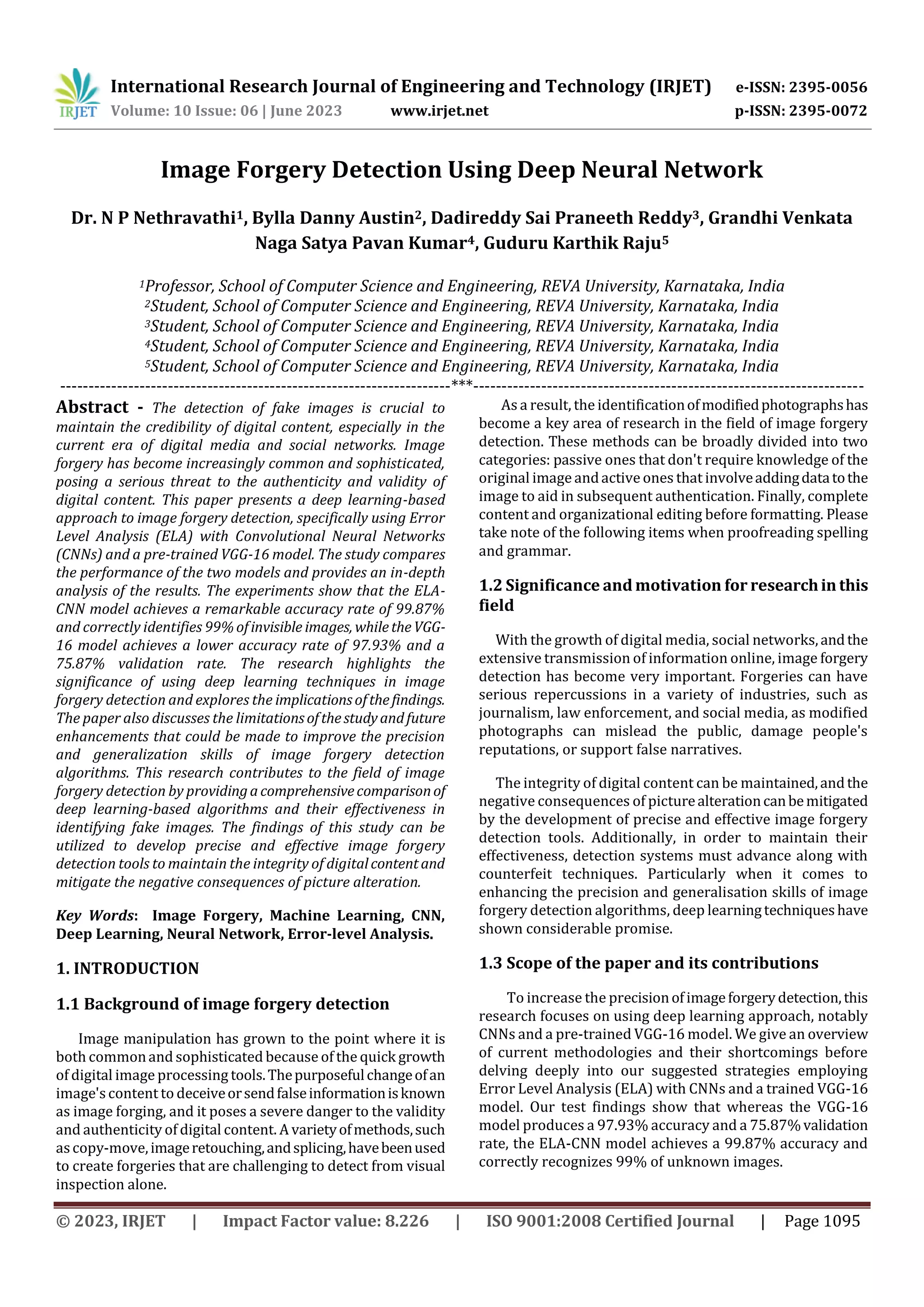 Image Forgery Detection Using Deep Neural Network Pdf