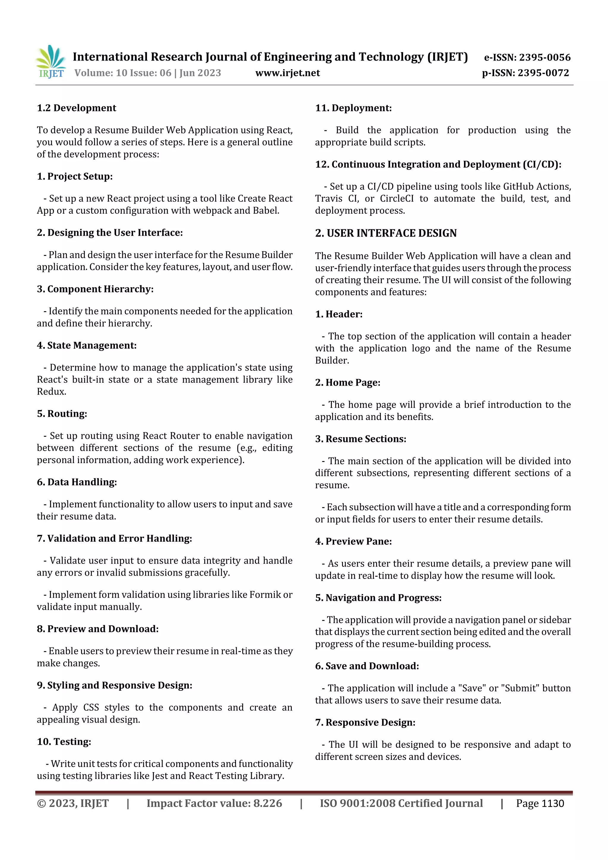 RESUME BUILDER WEB APPLICATION | PDF