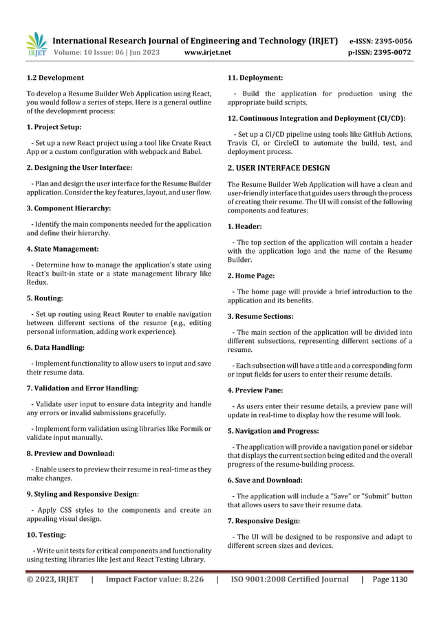 Resume Builder Web Application Pdf