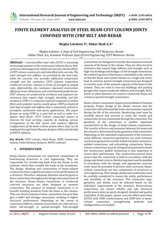 FINITE ELEMENT ANALYSIS OF STEEL BEAM-CFST COLUMN JOINTS CONFINED WITH ...