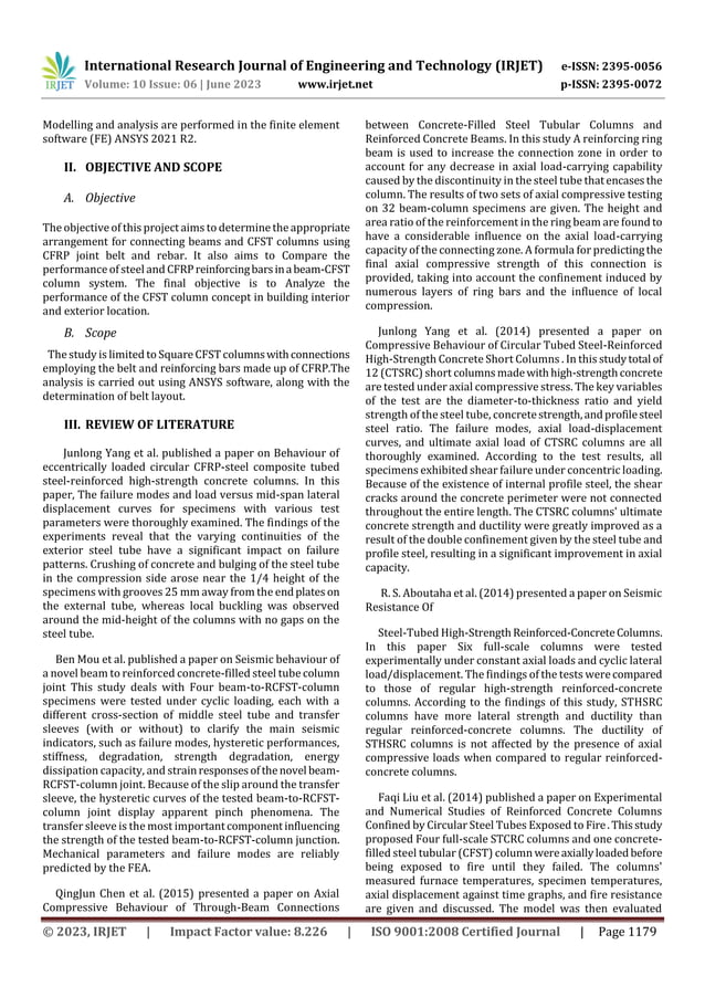 FINITE ELEMENT ANALYSIS OF STEEL BEAM-CFST COLUMN JOINTS CONFINED WITH CFRP BELT AND REBAR | PDF