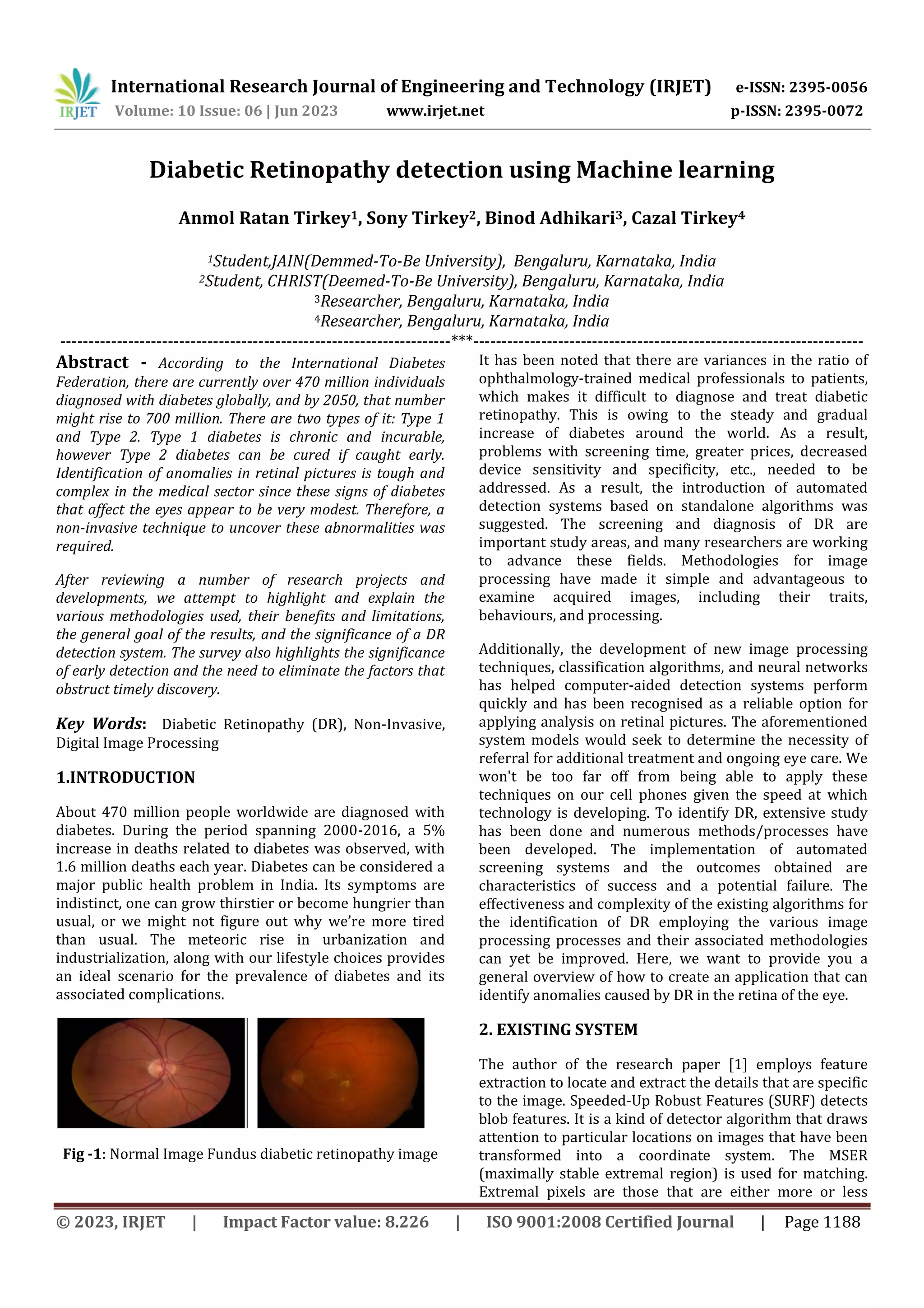 Diabetic Retinopathy Detection Using Machine Learning Pdf Eye And