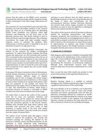 Diabetic Retinopathy detection using Machine learning | PDF