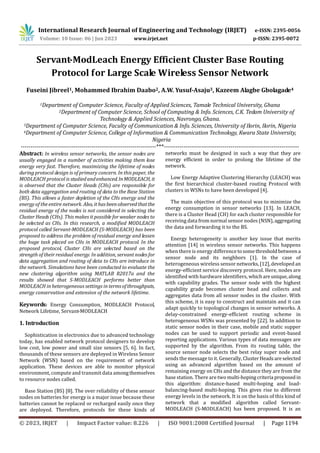 Servant-ModLeach Energy Efficient Cluster Base Routing Protocol for Large Scale Wireless Sensor ...