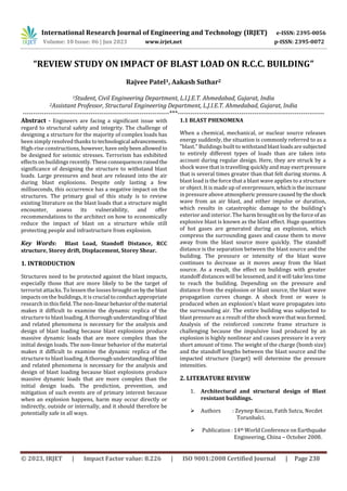REVIEW STUDY ON IMPACT OF BLAST LOAD ON R.C.C. BUILDING | PDF