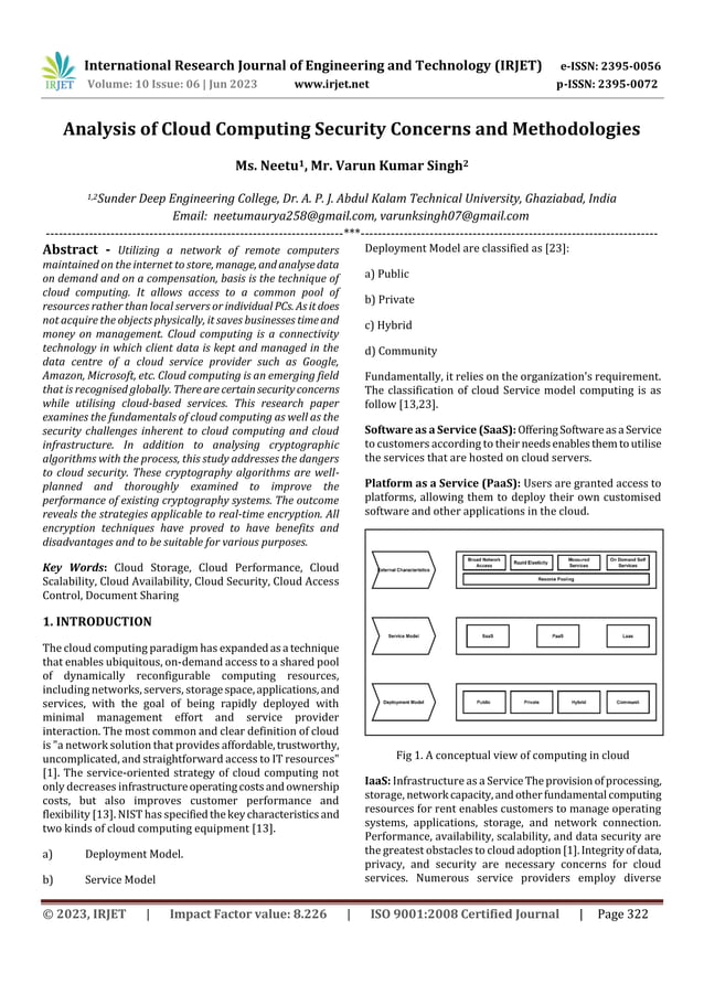 Analysis of Cloud Computing Security Concerns and Methodologies | PDF
