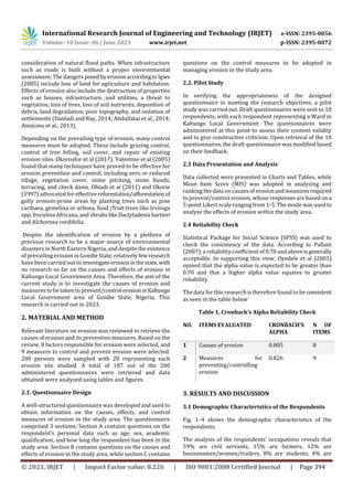 Investigating the Causes of Erosion in Kaltungo Local Government Area ...