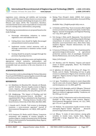 Investigating the Causes of Erosion in Kaltungo Local Government Area ...